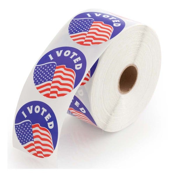 I Voted Stickers - American Flag Design - 2" Circle | LabelValue