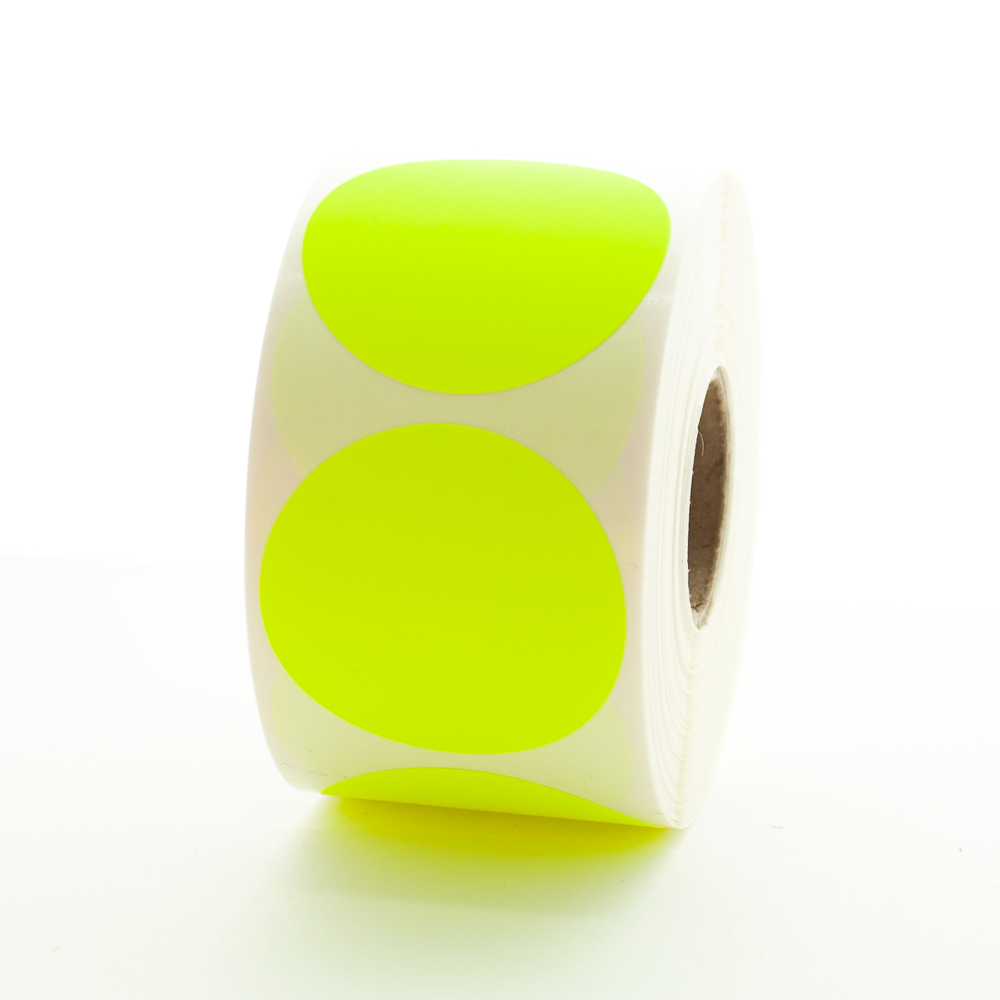 LabelValue | Fluorescent Yellow Circle Stickers and Labels - 1.5"